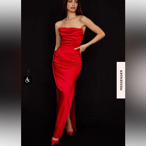 House of CB | Dresses | House Of Cb Adrienne Red Gown Strapless Medium Corset Cup Size Ac ...